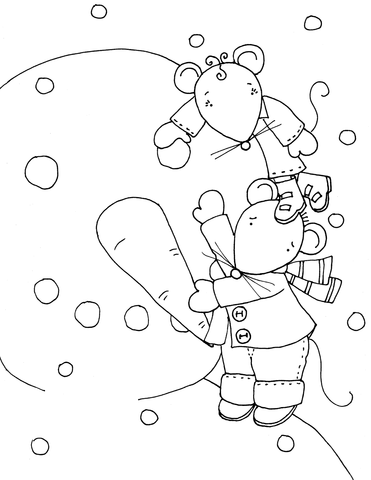 Free Dearie Dolls Digi Stamps: The Mice Build a Snowman