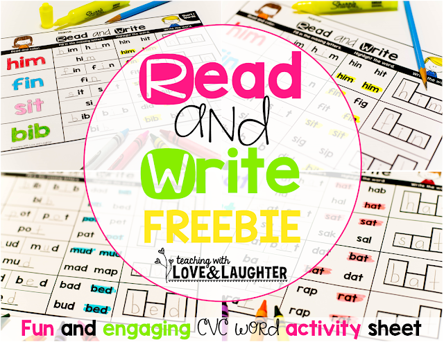 Freebielicious: FREE Read and Write CVC Word Activity Sheet