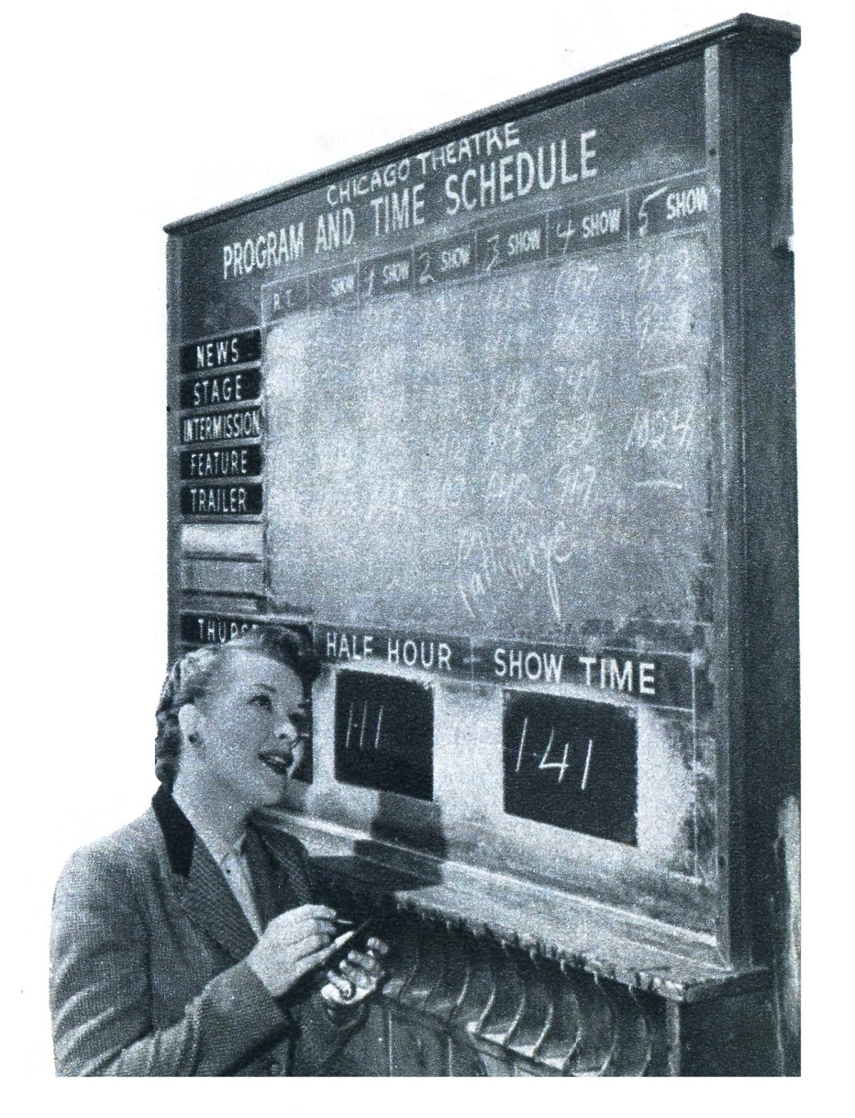 VINTAGE THEATRE CATALOGS: CALL BOARD AT CHICAGO THEATRE (1953)