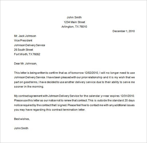 Cancel Service Contract Letter Template ~ Resume Letter