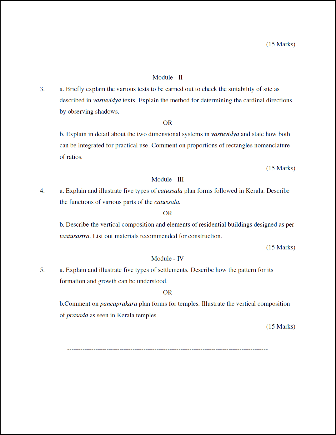 Kerala University B.ARCH Traditional Architecture 2016 Question Paper ...