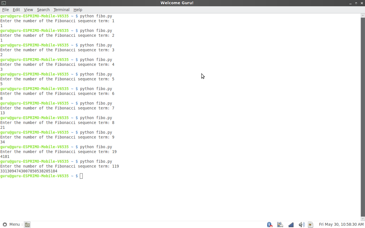 Python Palace The Nth Term Of The Fibonacci Sequence