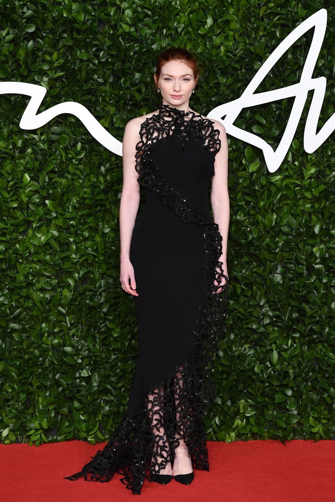 Eleanor Tomlinson wears all black to the 2019 British Fashion Awards in ...