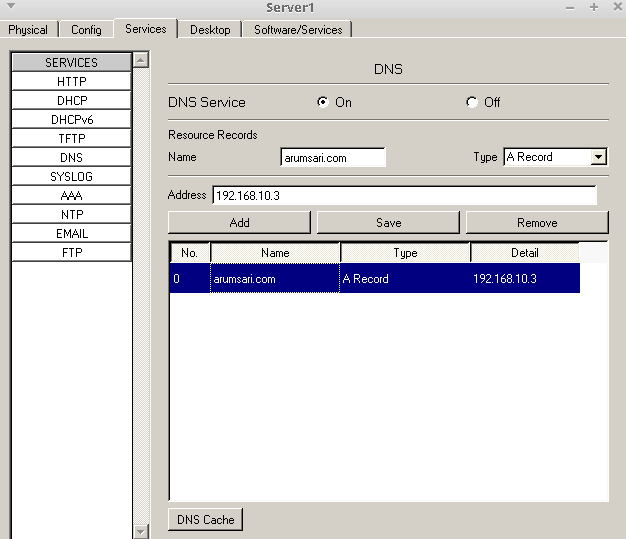 Arumsari: Konfigurasi DNS di Cisco Packet Tracer Arumsari: Konfigurasi DNS di Cisco Packet Tracer