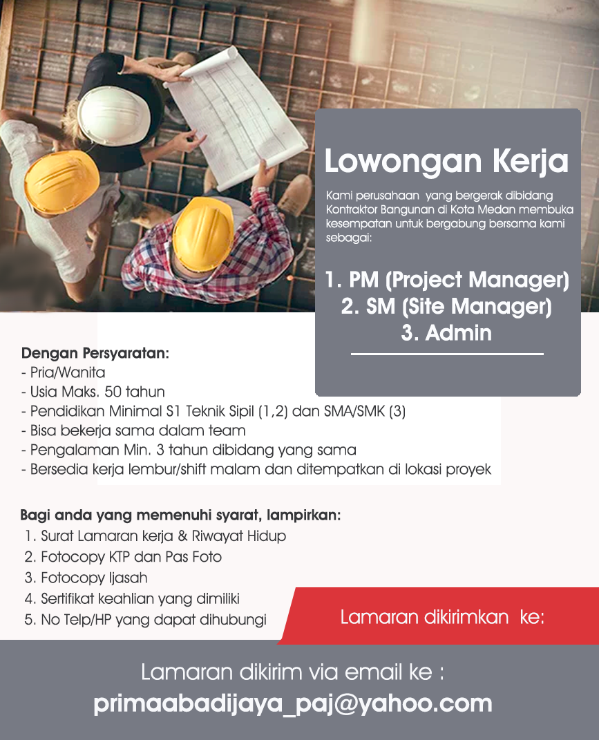 Info Loker Medan Terbaru di Perusahaan dibidang Kontraktor Medan Info Loker Medan Terbaru di Perusahaan dibidang Kontraktor Medan