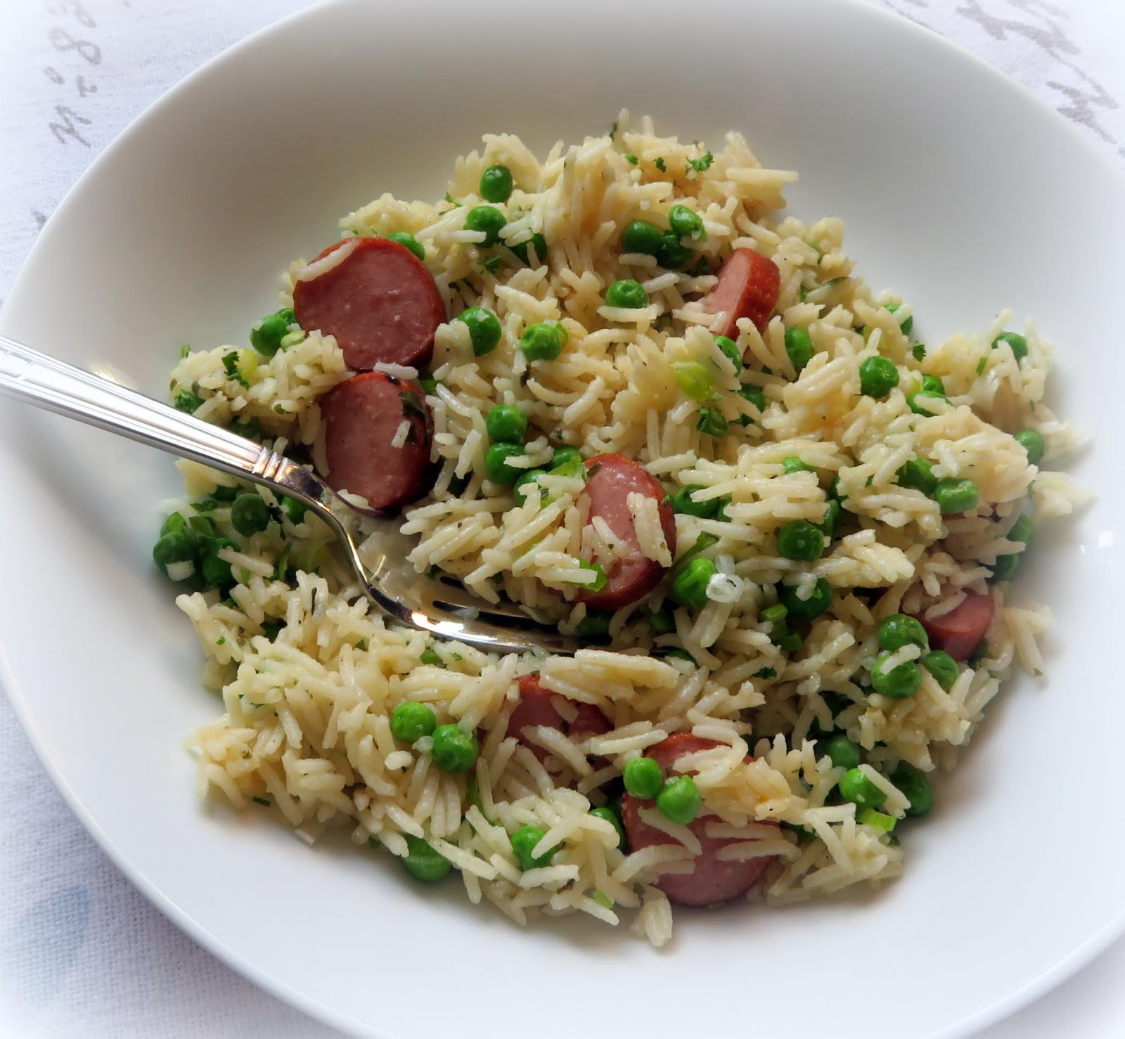Skillet Sausage, Peas & Rice | The English Kitchen