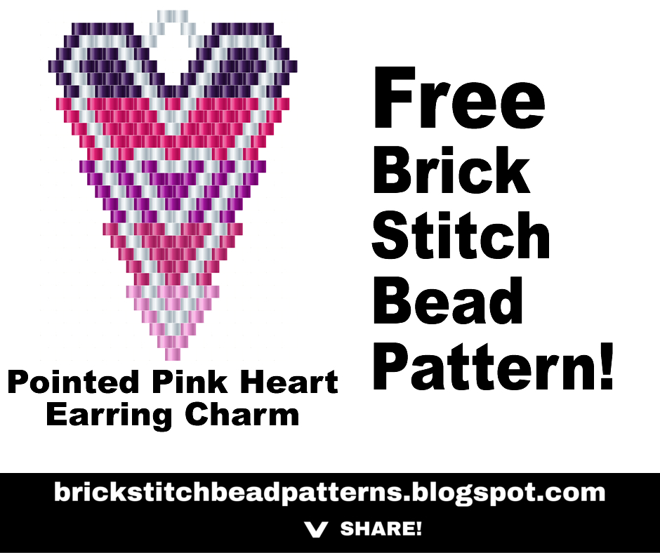 Brick Stitch Bead Patterns Journal: Pointed Pink Heart Brick Stitch ...