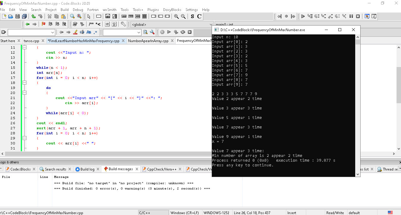 Find Frequency Of Min Max Number And X Number From Keyboard C++