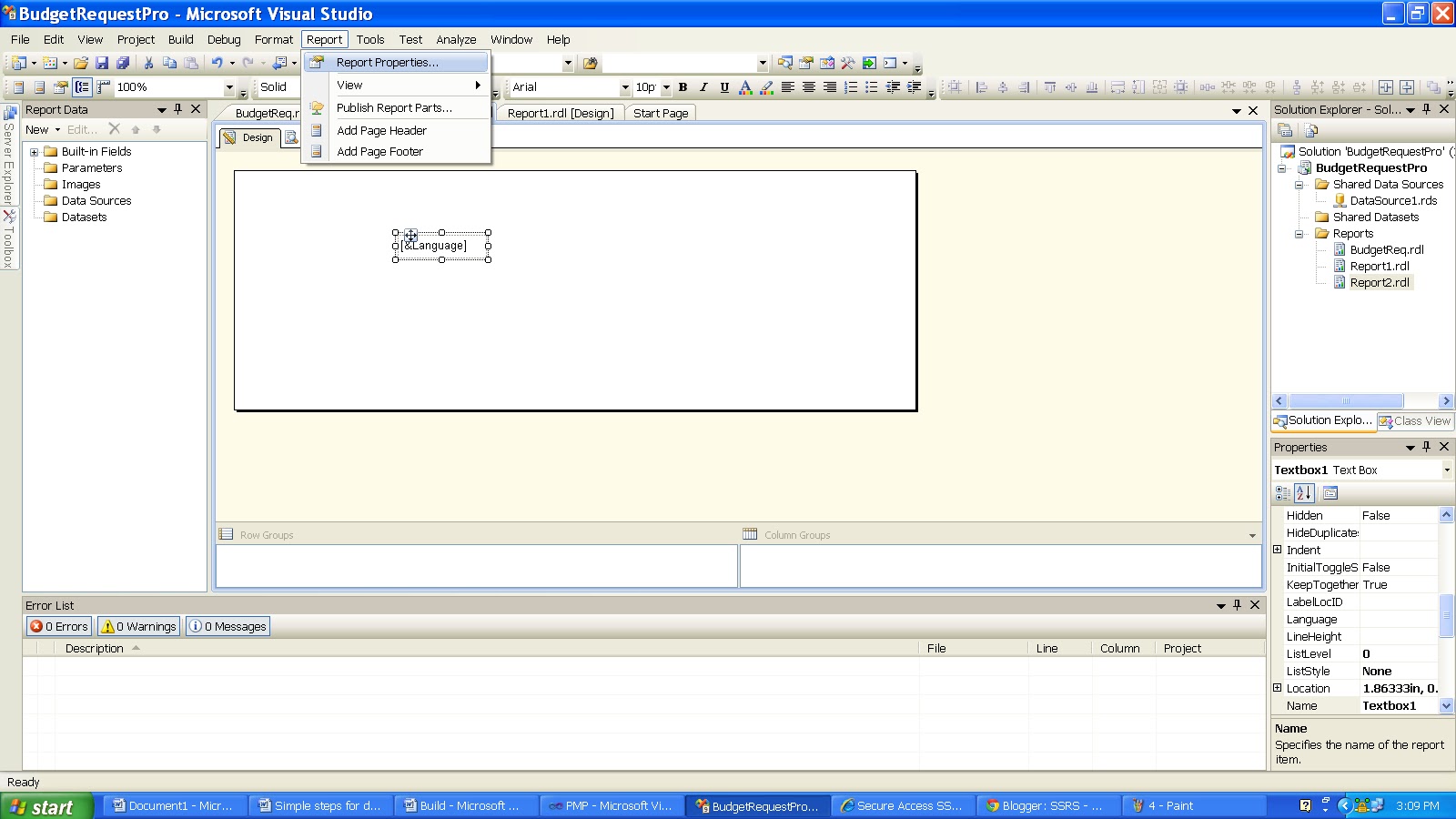SSRS: Create Variables and Constants SSRS: Create Variables and Constants