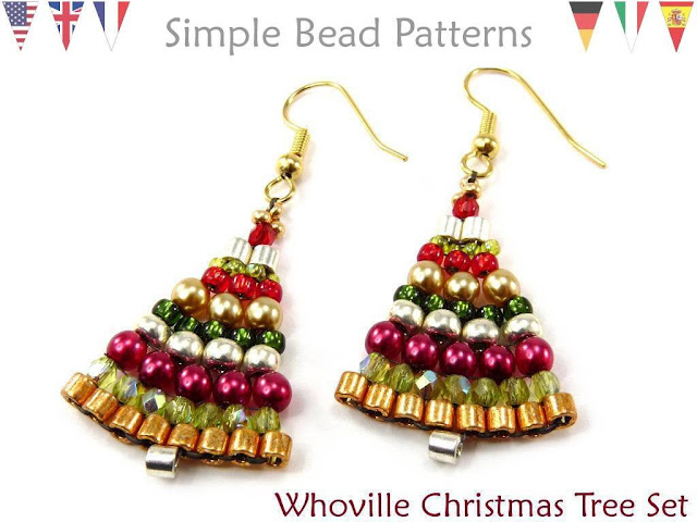 6 Adorable Beaded Christmas Tree Earrings Tutorials by Simple Bead ...