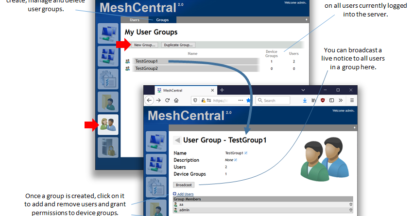 MeshCentral - Support for User Groups