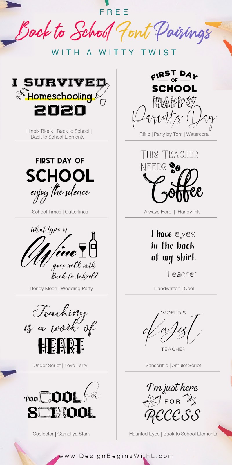 Free Back to School Font Pairings With a Witty Twist