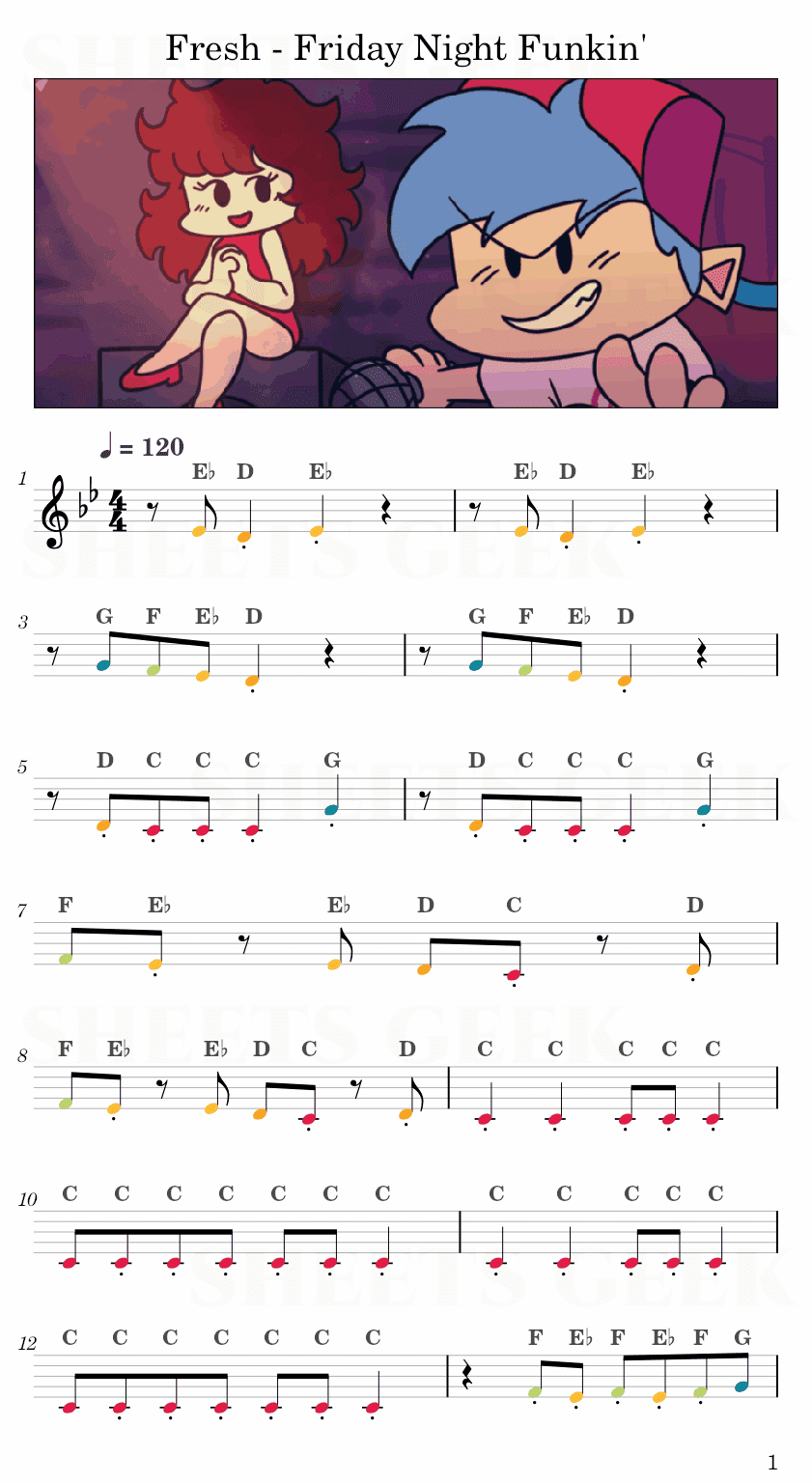 Fresh - Friday Night Funkin' | Easy Sheet Music