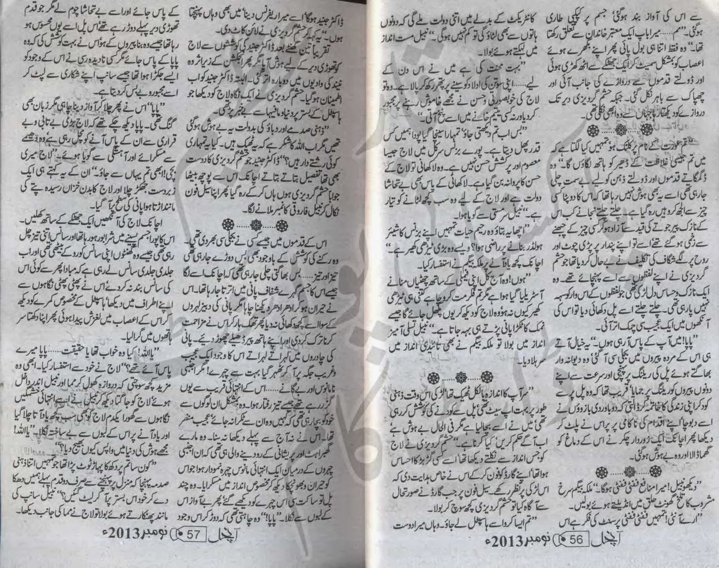 Free Urdu Digests: Aanchal Digest November 2013 Online Reading.