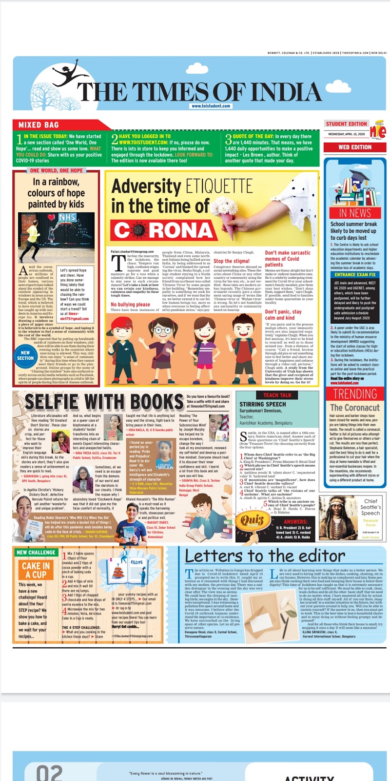 .: TOI paper student edition