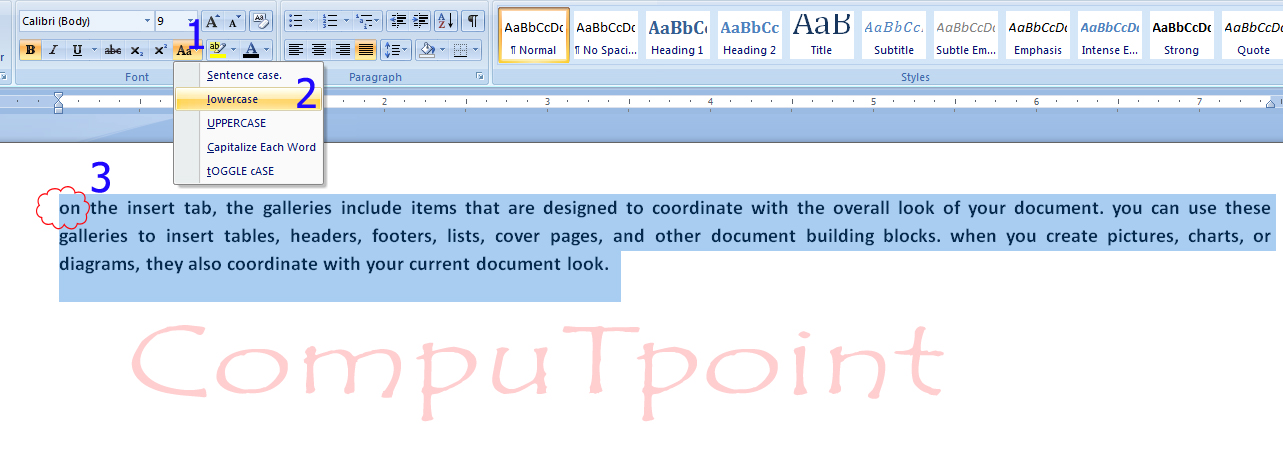 CompuTPoint: Change case tool in Ms Word