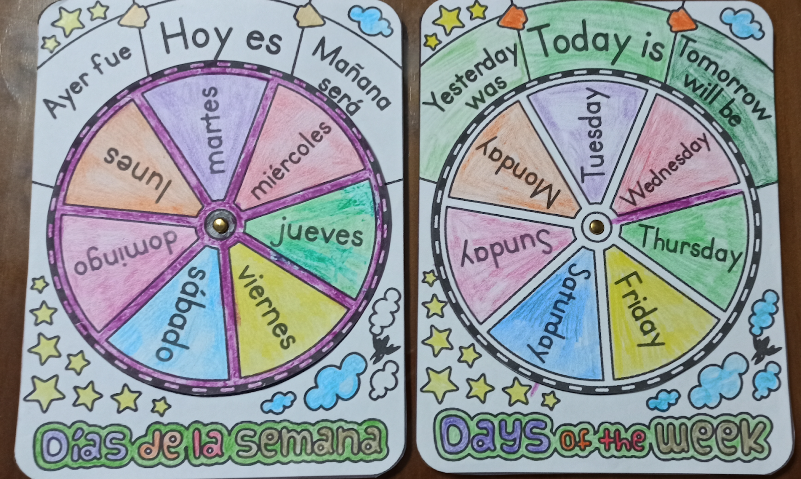 SPARKLES: RUEDA DE LOS DÍAS DE LA SEMANA- DAYS OF THE WEEK WHEEL