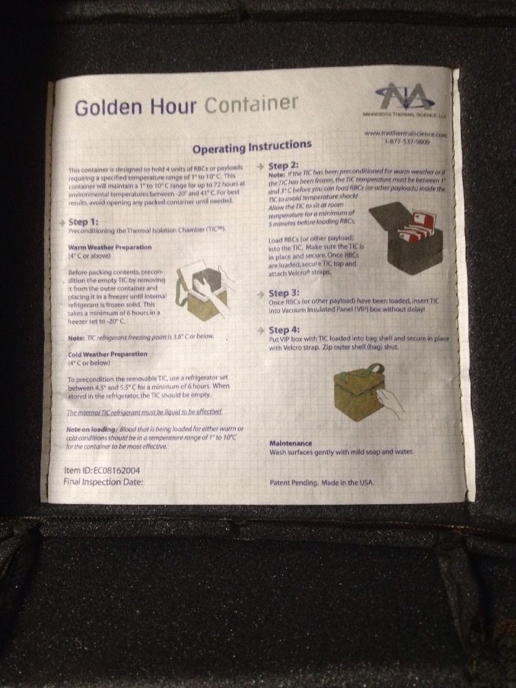 Webbingbabel: Golden Hour Medical Transport Container