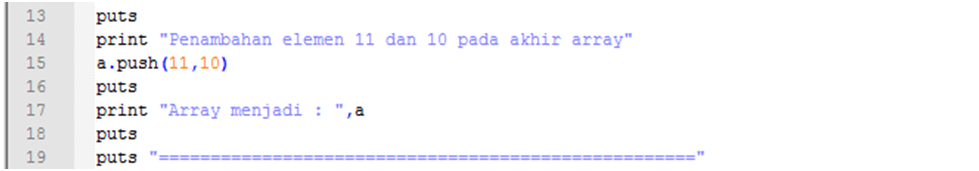 Nemure no King: Logika Operasi Array Pada Ruby