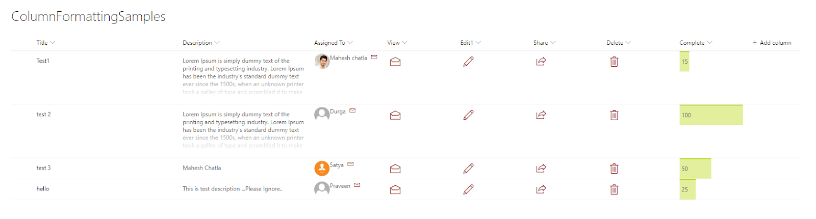 Column formatting in modern list view | SharePoint Waves Column formatting in modern list view | SharePoint Waves