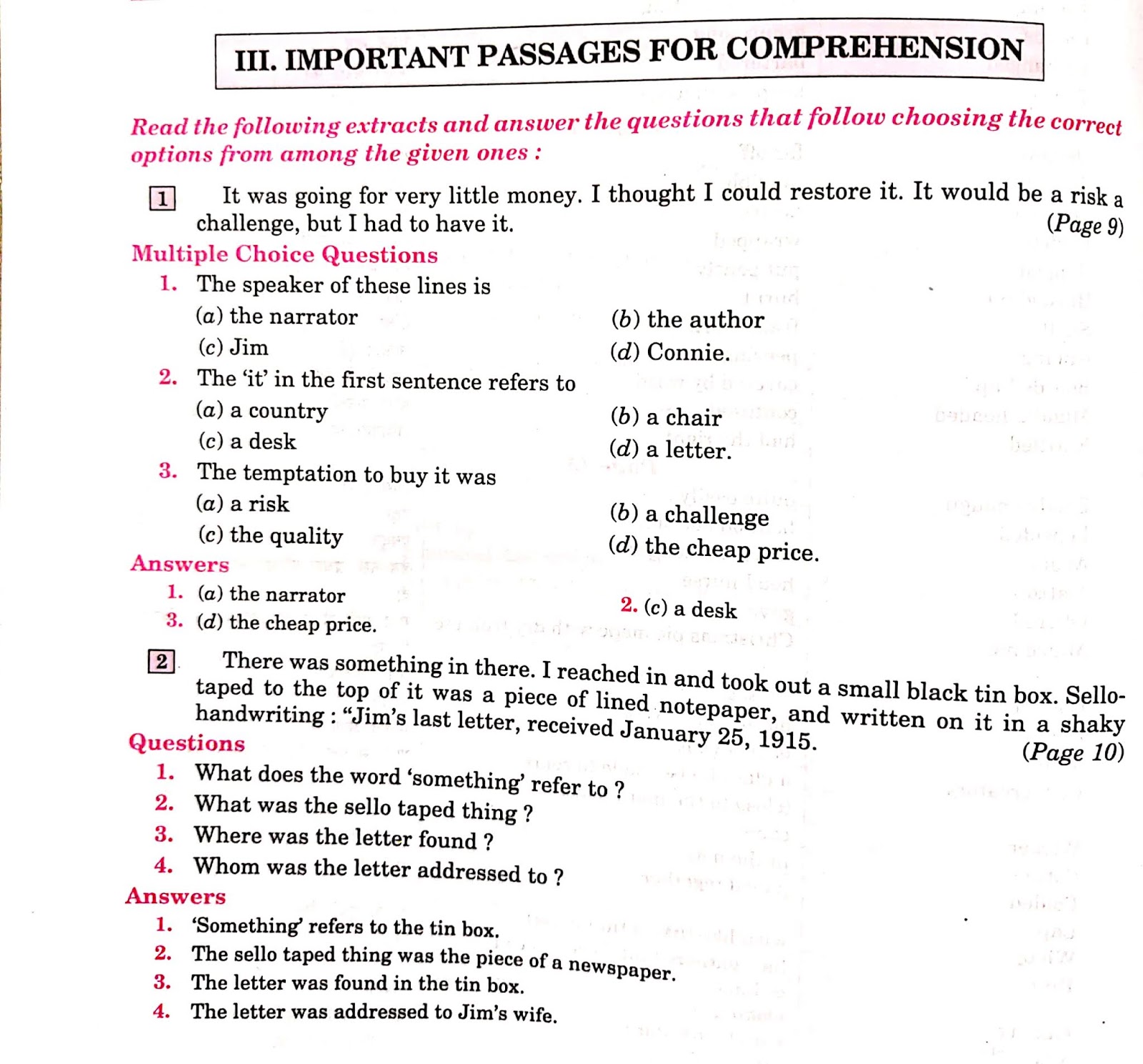 apsg: Class 8: "The Best Christmas Present in the World"- Question ...