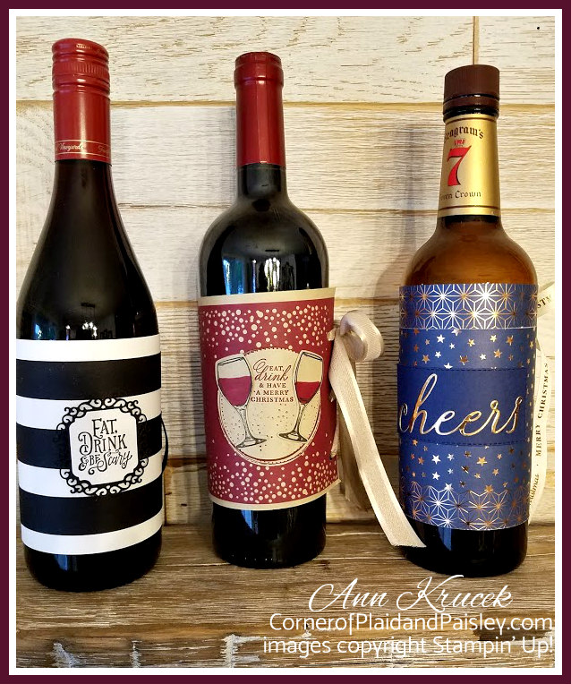 Wine Bottle Wrap - Stampin' Up! 3-D Project Hop - Corner of Plaid and ...