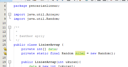 #JAVA : Program Algoritma Pencarian (Searching) Linear Dengan Data Random