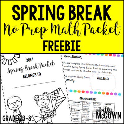 Kelly McCown: FREE Spring Break Math Packet