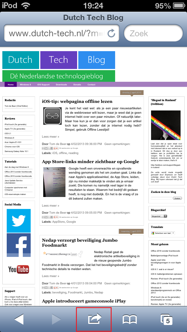 Dutch Tech Blog aan je iPhone-homescherm toevoegen - Dutch-Tech Magazine