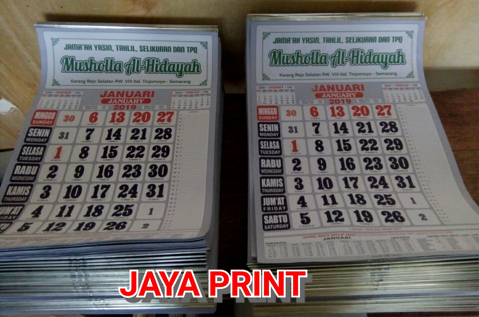 JAYA PRINT: Cetak Kalender 2019 di Kebumen