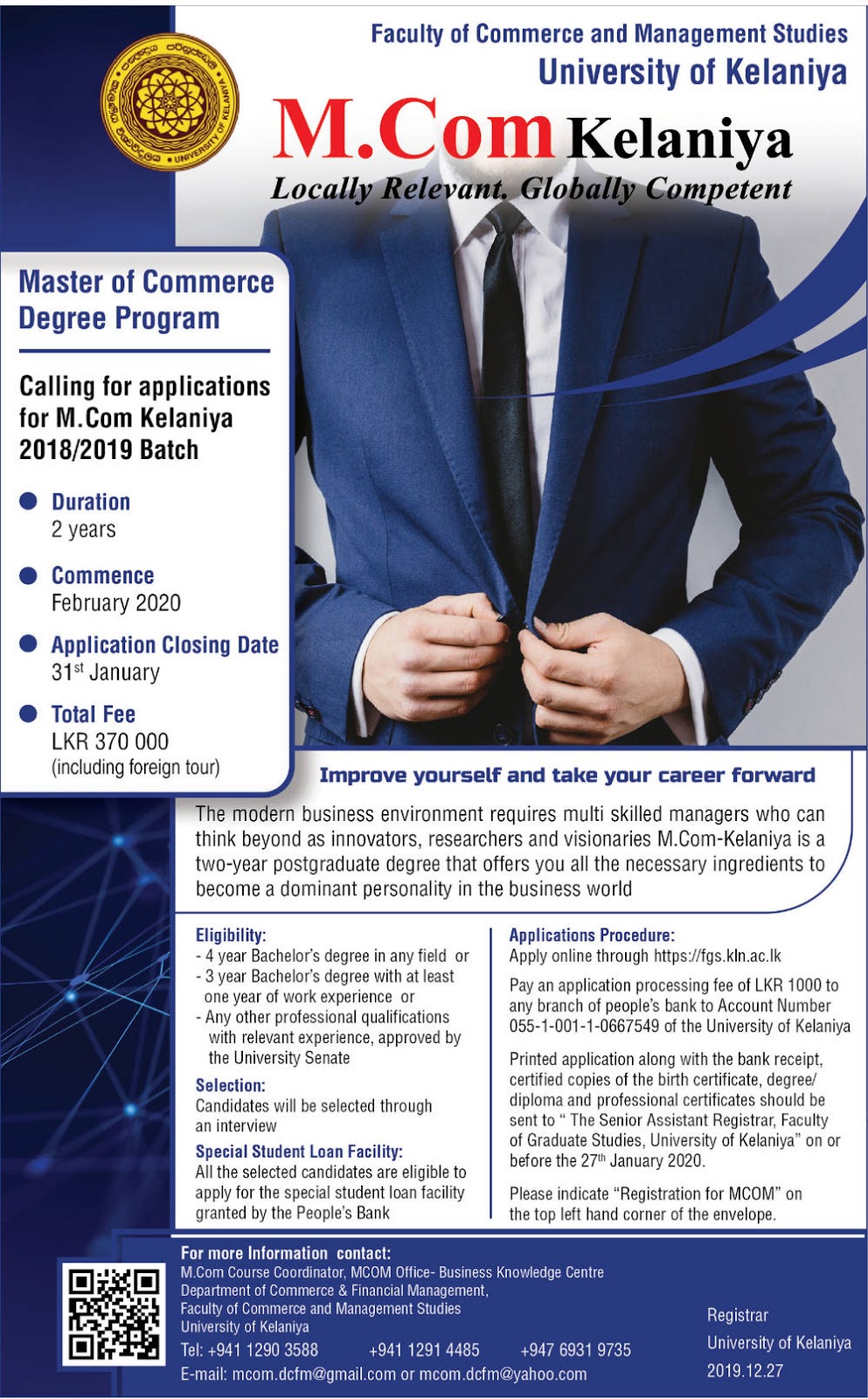 Master of Commerce (M.Com) Degree Program - களனி பல்கலைக்கழகம்