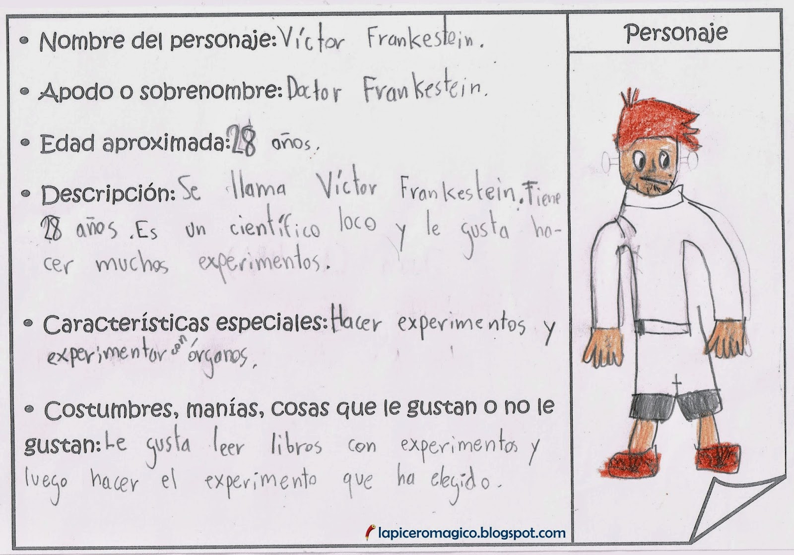 LAPICERO MÁGICO: Comprensión Lectora: Fichas de personajes