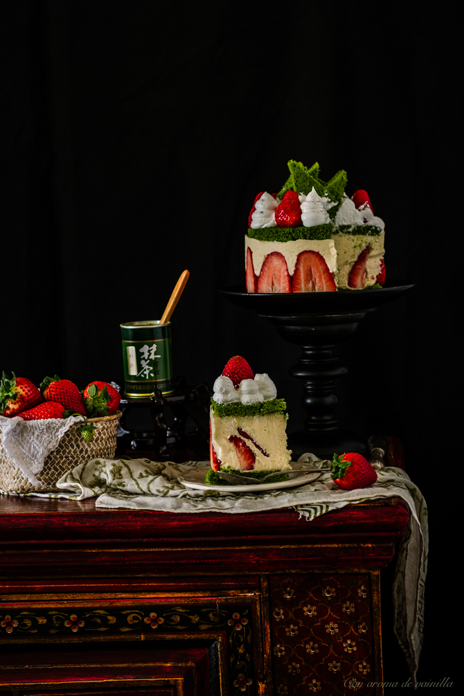 Tarta fraisier con té matcha | Con aroma de vainilla - Recetas de ...