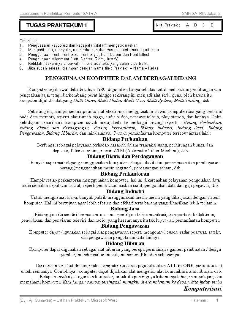 .: PRAKTEK MS WORD 2007