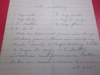 Grandma's Vintage Recipes: HANDWRITTEN DATE PUDDING RECIPE