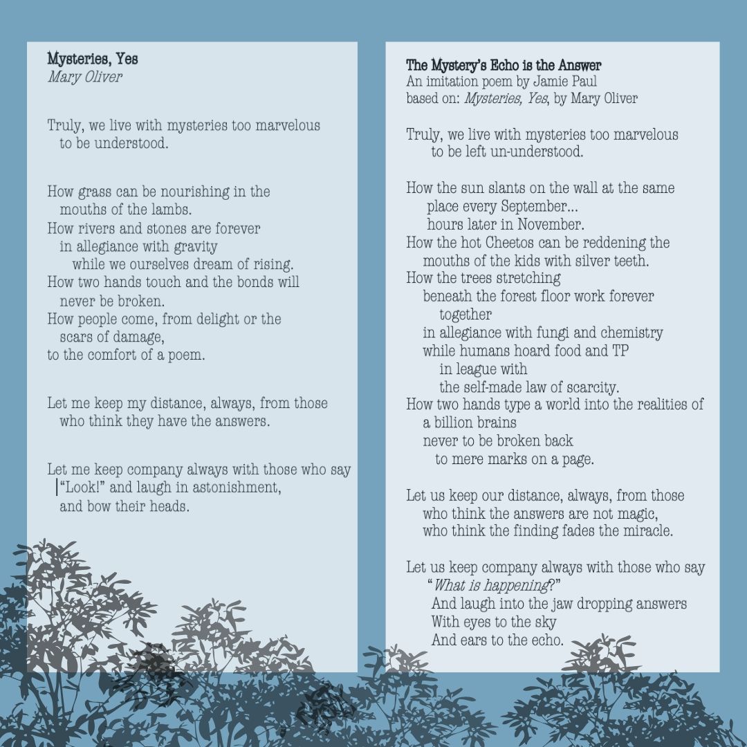 The Mystery's Echo is the Answer, An Imitation Poem by Jamie Paul