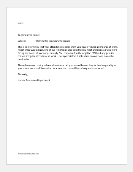 Attendance Letter Template Resume Letter attendance-letter-template-resume-letter
