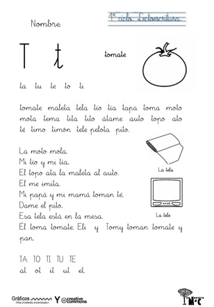 UNA VENTANA A MI CLASE: FICHAS DE LECTURA DE LA "T"