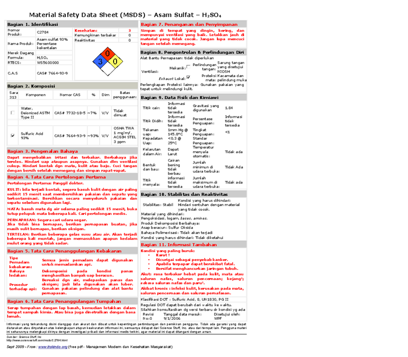 Material Safety Data Sheet Msds Informasi Penting Penggunaan Bahan