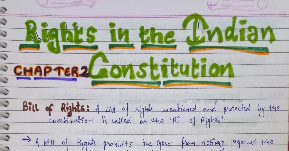 Handwritten Notes of RIGHTS IN THE INDIAN CONSTITUTION - Political ...