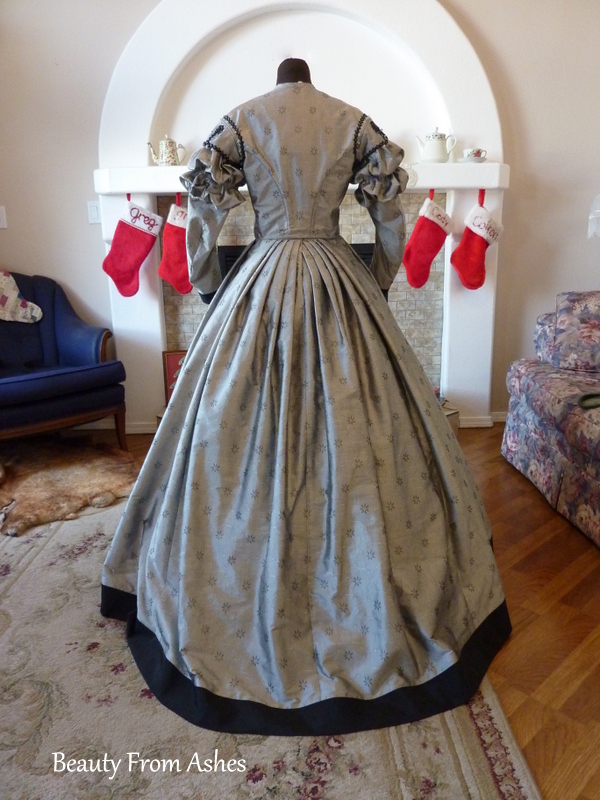 Beauty From Ashes: 1860s Elliptical Half Mourning Dress Complete!