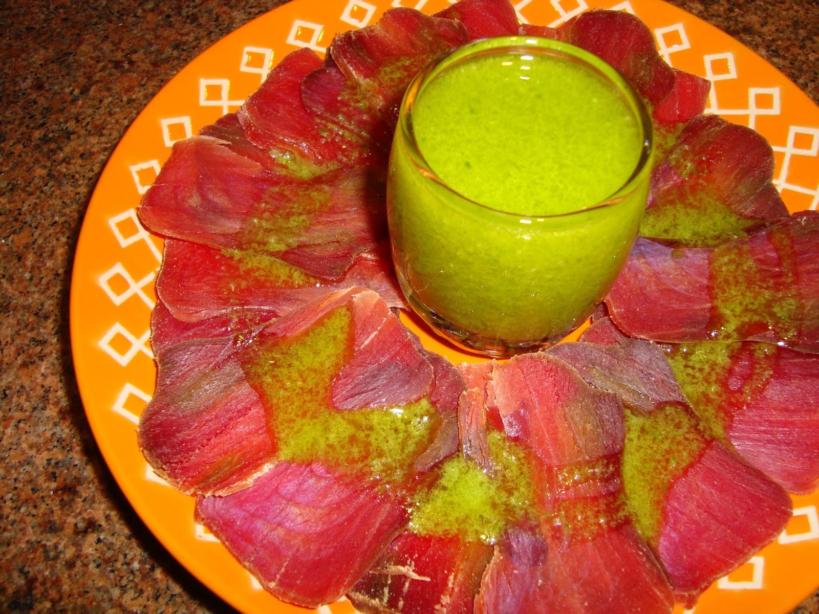 O Tempero da Nesita: Muxama com vinagrete de ervas