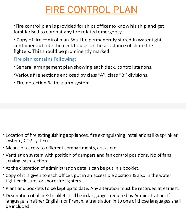 FIRE CONTROL PLAN: Point by Point Explanation