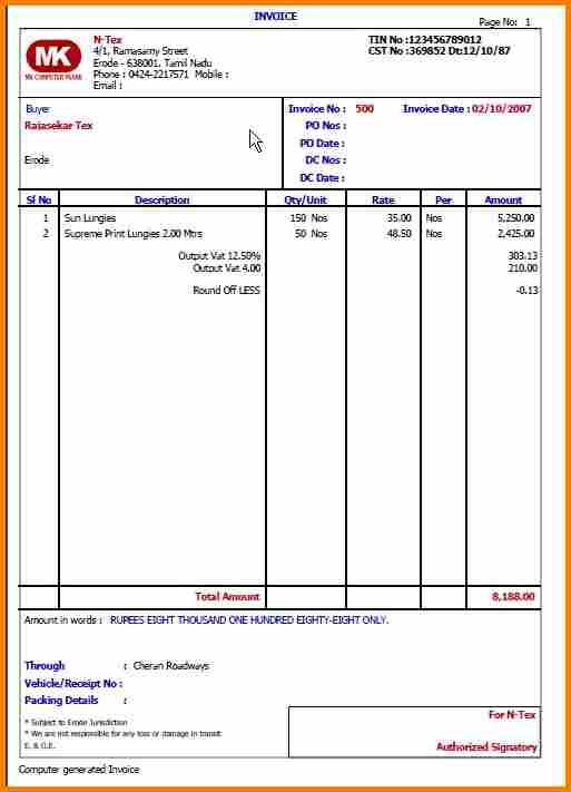 Shop Bill Format In Word - Invoice Template