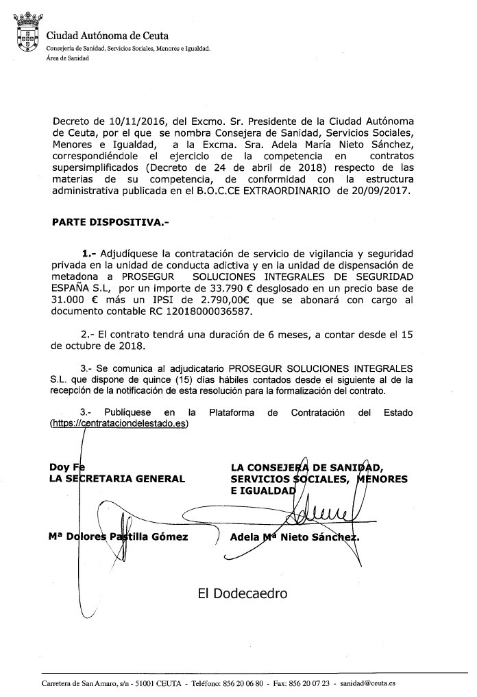 CONTRATOS DE SEGURIDAD FORMALIZADOS : PROSEGUR - VISEGUR - GRUPO ...