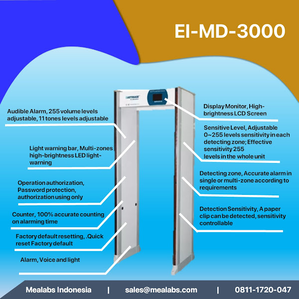 EI-MD3000 Walktrough Metal Detector | Mealabs Metal Detector Indonesia