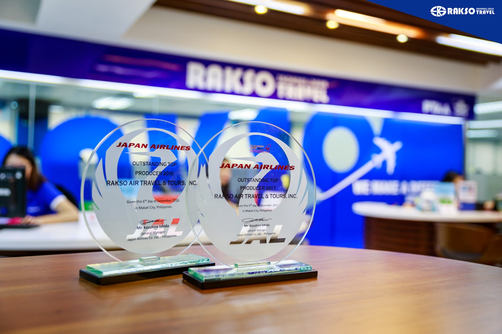 RAKSO TRAVEL: Awarded as "OUTSTANDING TOP PRODUCER 2017" by Japan Airlines