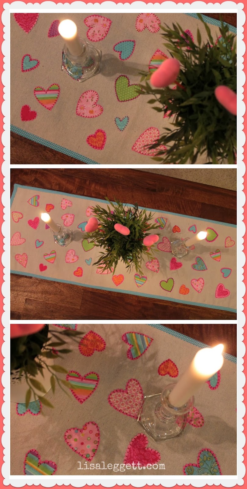 A Cuppa Tea With Me: Appliqued Heart Table Runner