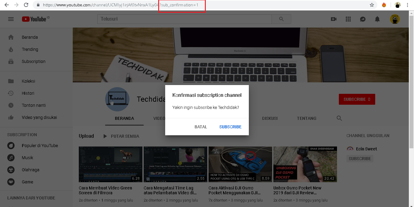 Cara Membuat Pop Up Konfirmasi Subscribe Channel Youtube: Trik Untuk ...