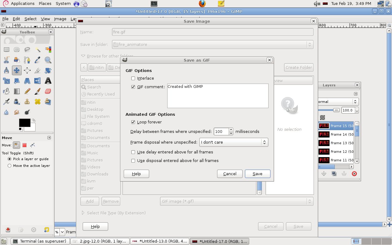 Linux World: Creating fire animation using gimp in linux